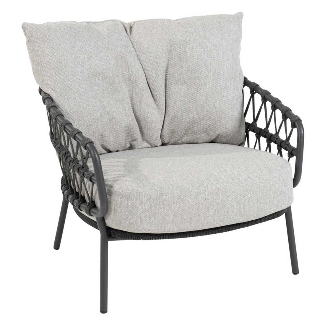 4Seasons Calpi Loungesessel Edelstahl/Rope Anthrazit/Hellgrau
