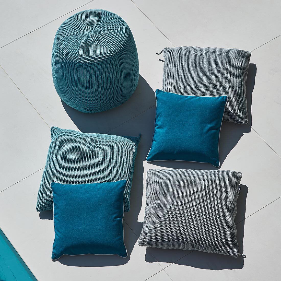 Solpuri Knuff Loungehocker S Ø48cm Polypropylen Türkis